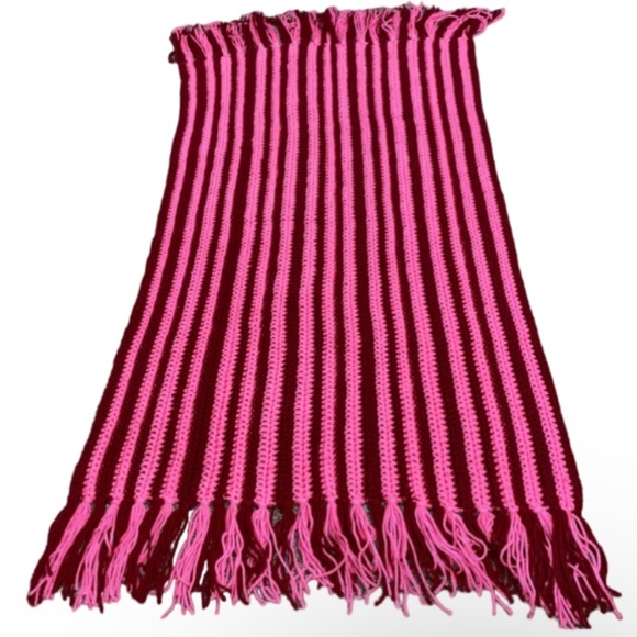 Hand Crafted | Bedding | Handmade Hot Barbie Pink Red Fringe Large ...